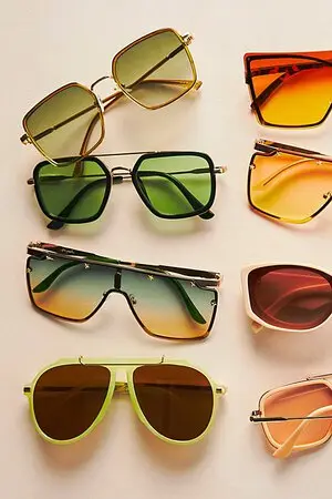 Free People Ventura Oversized Aviator Sunglasses Matcha