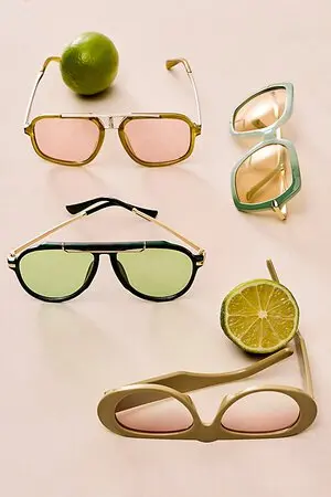 Free People Ventura Oversized Aviator Sunglasses Pine Green