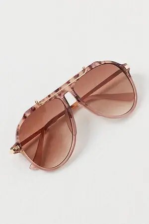 Free People Ventura Oversized Aviator Sunglasses Tort Lavender