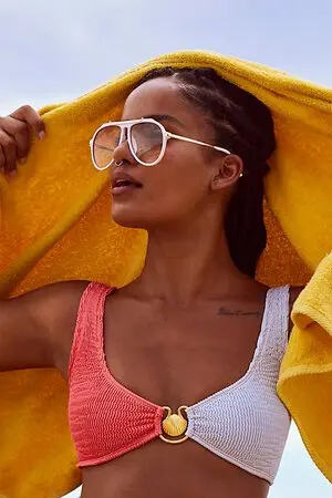 Free People Ventura Oversized Aviator Sunglasses White