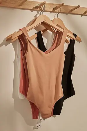 Free People Clean Lines Tee Bodysuit Latte