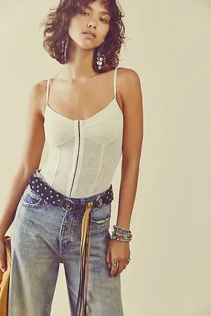 Free People Night Rhythm Corset Bodysuit Tea