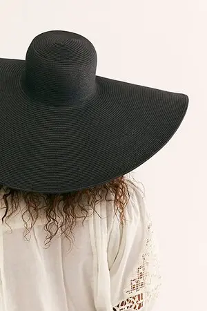 Free People Shady Character Packable Wide Brim Straw Hat - Black