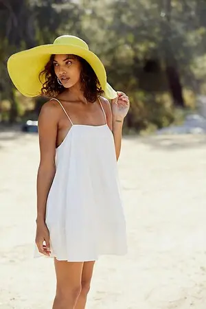 Free People Shady Character Packable Wide Brim Straw Hat Citron