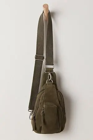 Free People Suede Sling Bag - Dark Green