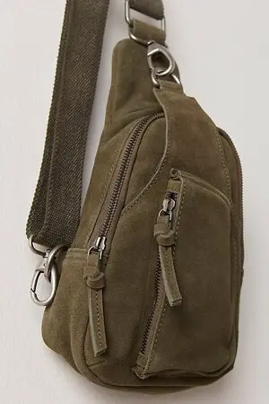 Free People Suede Sling Bag - Dark Green