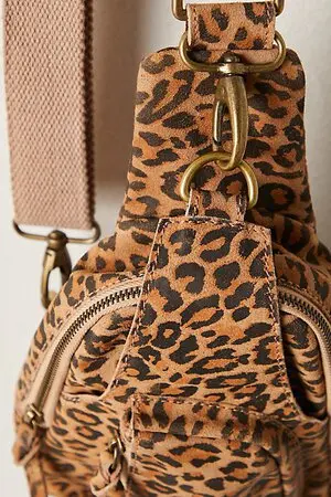Free People Suede Sling Bag - Leopard