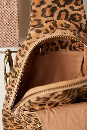 Free People Suede Sling Bag - Leopard