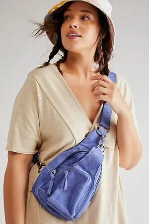 Free People Suede Sling Bag - Periwinkle Prep