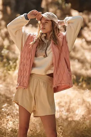 Free People FP Movement Dream Big Quilted Vest Desert Rose
