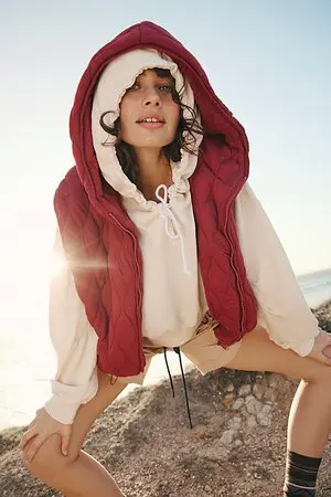 Free People FP Movement Dream Big Quilted Vest Sour Cherry