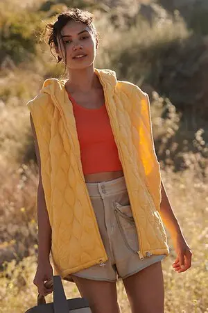 Free People FP Movement Dream Big Quilted Vest Yellow