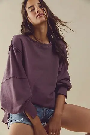 Free People We The Free Camden Sweatshirt Plum Jam
