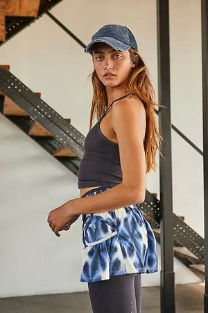 Free People FP Movement Get Your Flirt On Printed Shorts Indigo Snowflake