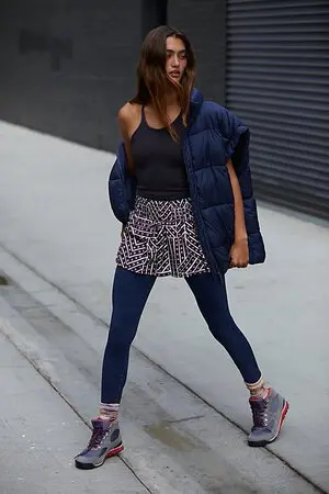 Free People FP Movement Get Your Flirt On Printed Shorts Midnight Combo