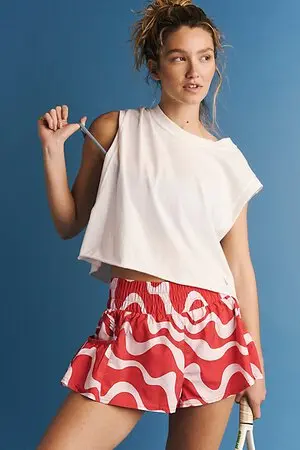 Free People FP Movement Get Your Flirt On Printed Shorts Orange