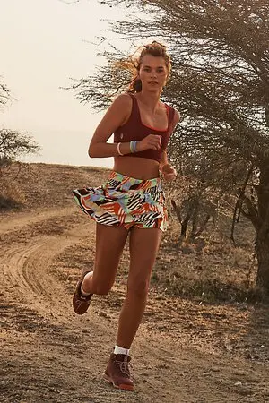 Free People FP Movement Get Your Flirt On Printed Shorts Red
