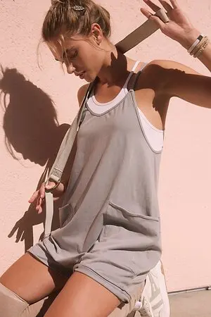 Free People FP Movement Hot Shot Romper Blue Granite
