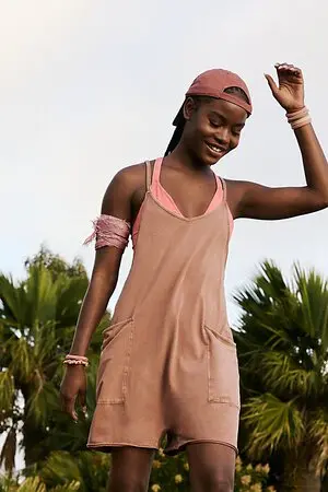 Free People FP Movement Hot Shot Romper Peruvian Walnut