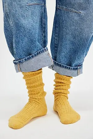 Free People Slouch Socks Golden Rod