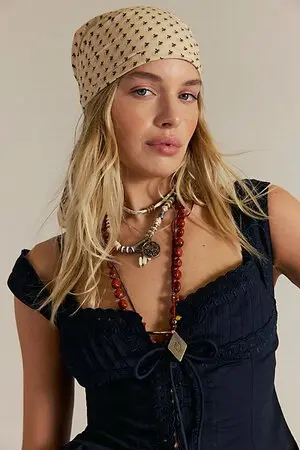 Free People Lotus Paisley Print Bandana Beige Combo