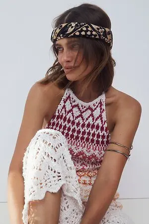 Free People Lotus Paisley Print Bandana Black Combo