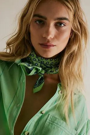 Free People Lotus Paisley Print Bandana Key Lime Combo