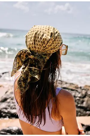 Free People Lotus Paisley Print Bandana Olive Combo