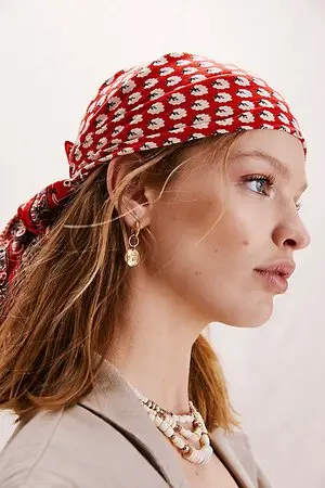 Free People Lotus Paisley Print Bandana Red