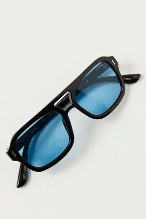 Free People Royal Polarized Aviator Sunglasses Black / Blue