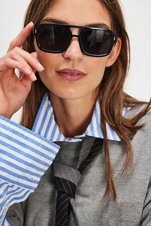 Free People Royal Polarized Aviator Sunglasses - Black/smoke