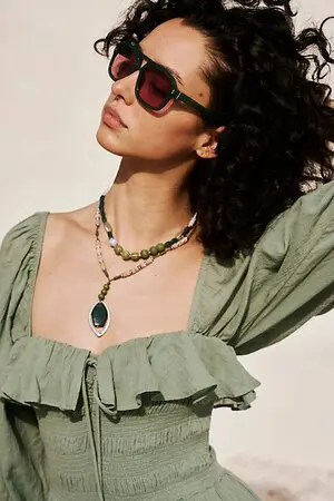 Free People Royal Polarized Aviator Sunglasses Green