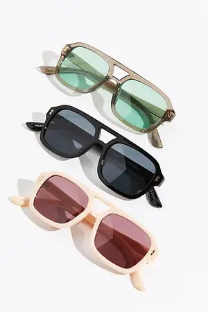 Free People Royal Polarized Aviator Sunglasses - Grey/mint