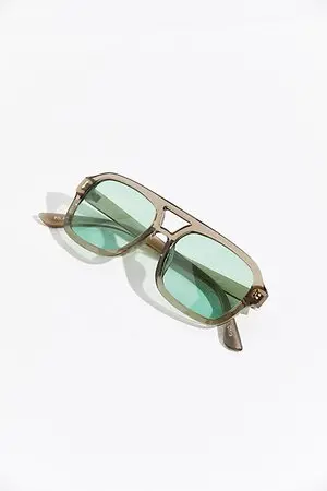 Free People Royal Polarized Aviator Sunglasses - Grey/mint
