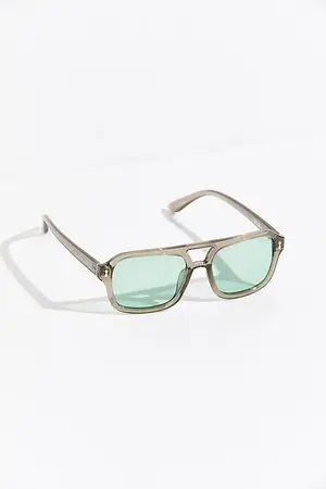 Free People Royal Polarized Aviator Sunglasses - Grey/mint