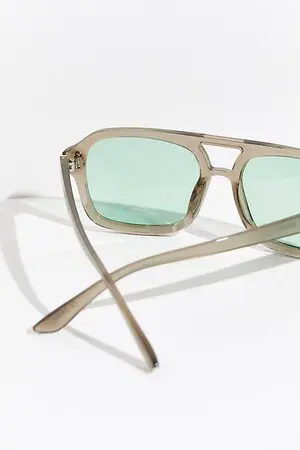 Free People Royal Polarized Aviator Sunglasses - Grey/mint