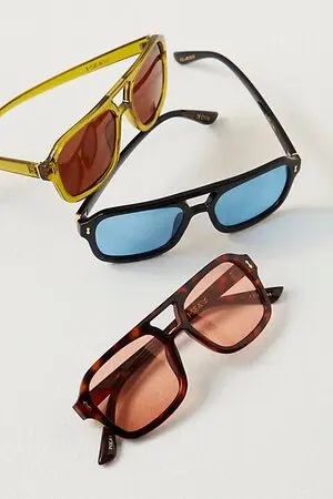 Free People Royal Polarized Aviator Sunglasses Lime