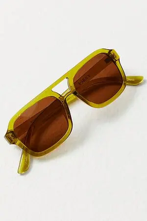 Free People Royal Polarized Aviator Sunglasses Olive Brown