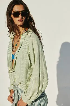 Free People Royal Polarized Aviator Sunglasses Olive