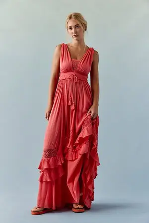 Free People Santa Maria Maxi Dress Aged Coral