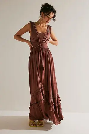 Free People Santa Maria Maxi Dress Brown