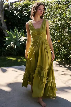 Free People Santa Maria Maxi Dress Gilded Lime