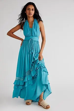 Free People Santa Maria Maxi Dress Lake Blue