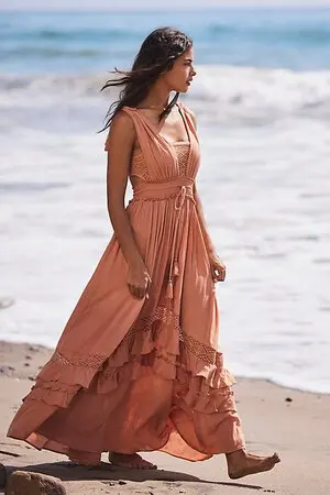 Free People Santa Maria Maxi Dress Peached Copper