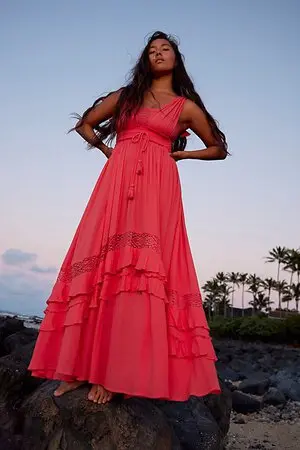 Free People Santa Maria Maxi Dress Watermelon Wedge