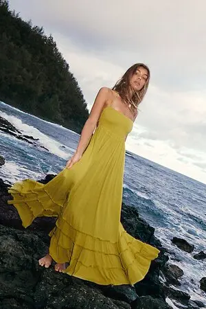 Free People Extratropical Maxi Dress Gilded Lime