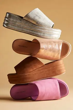 Free People Free People Harbor Flatform Sandals Silver