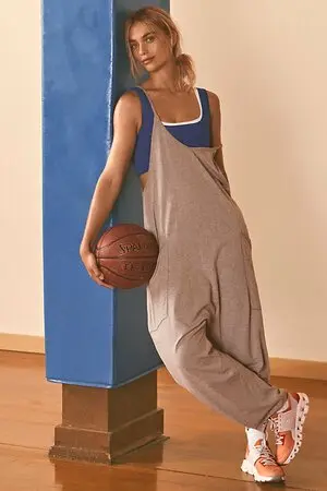 Free People Hot Shot Onesie Gris Chiné