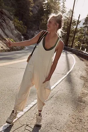 Free People Hot Shot Onesie Tan