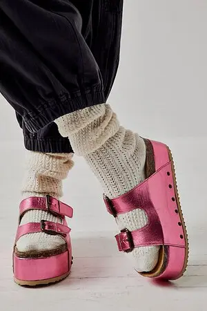Intentionally Blank Rule Breaker Flatform Sandals Pink Metallic